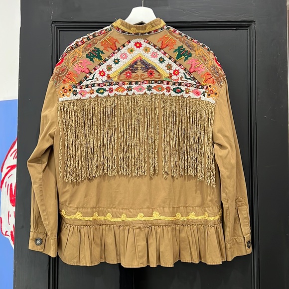 Zara | Jackets & Coats | Zara Beaded Fringe Jacket Size M Purchased In ...
